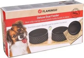 Flamingo Duo Dinner Nervo Nerezové misky pro psy černá 2x840ml