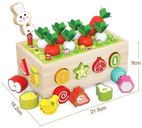 Montessori vzdělávací hračka - záhonek se zeleninou Varianta: 16,2x21,5x9 cm, zelenina a ovoce