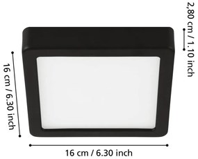 Šedé LED stropní svítidlo 16x16 cm FUEVA 5 – EGLO