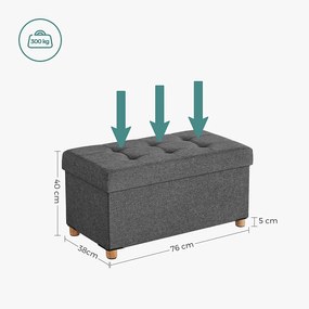 SONGMICS Úložný sedací box na nožkách 65 l tmavě šedý