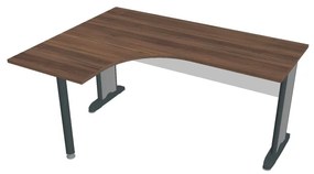 Stůl ergo oblouk pravý 160×120/60 cm - Hobis Cross CE 60 P Dekor stolové desky: ořech, Dekor lamino podnože: bílá, Barva nohou: černá