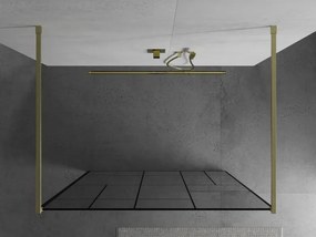 Mexen Kioto, sprchová zástěna Walk-In 100 x 200 cm, 8mm sklo černý vzor, ​​zlatý matný profil, 800-100-002-55-78