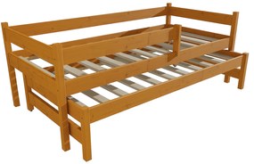 Vomaks Dětská postel s výsuvnou přistýlkou DPV 017 se zábranou Rozměr: 90 x 200 cm, Barva: barva modrá