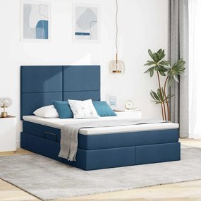 Postel s úložným prostorem a matrací Modrá 140 x 200 cm textil 3371726
