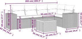 vidaXL 6dílná zahradní sedací souprava s poduškami polyratan [3257763] Barva: Béžová