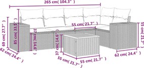 vidaXL 6dílná zahradní sedací souprava s poduškami polyratan [3257763] Barva: Šedá