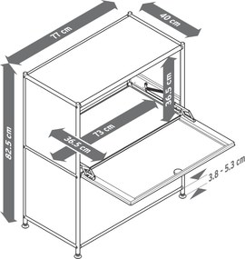 Tchibo - Kovová odkládací skříňka »Cn3« se 2 výklopnými dvířky
