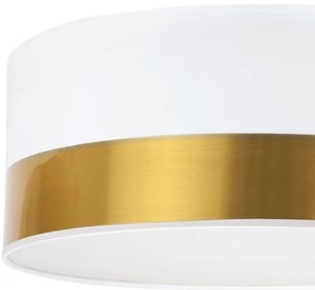 Stropní svítidlo Elegance, 1x zlaté/bílé textilní stínítko, (bílé plexisklo), (fi 40cm)