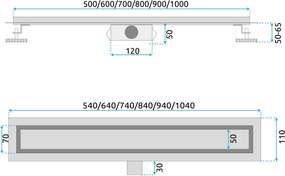 Rea Neox, odtokový sprchový žlab 80 cm, broušená ocel, REA-G2503