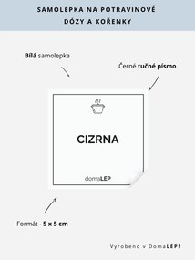 CIZRNA – bílá samolepka na dózu, tučné písmo, 5 × 5 cm | DomaLEP