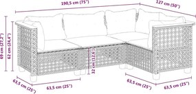 4dílná zahradní sedací souprava s poduškami béžová polyratan 3261802