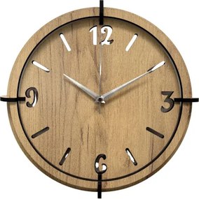 Dřevěné nástěnné hodiny 30-50 cm - moderní dubový design hodiny | SENTOP HDF0601-GOLD-OAK
