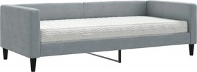 Válenda s matrací světle šedá 90 x 190 cm textil 3196570