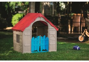Dětská domek KETER FOLDABLE PLAY House béžová/červená/modrá