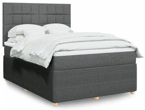 Box spring postel s matrací tmavě šedý 140 x 190 cm textil