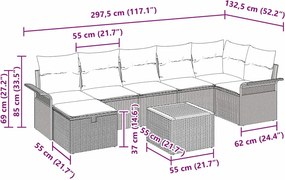 Sada zahradních pohovek 8 ks Béžová Poly ratan 3360794
