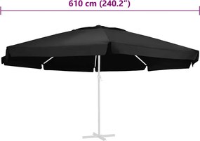Náhradní potah na zahradní slunečník černý 610 cm 312552