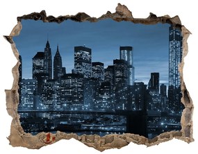 Wallmuralia Fototapeta díra na zeď 3D New York noc 95x64 cm