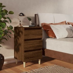 vidaXL Noční stolek s masivními dřevěnými nohami 40 x 35 x 69 cm [805895] Barva: hnědý dub