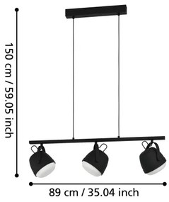 Eglo 390046 - Lustr na lanku UPANEMA 3xE27/28W/230V černá