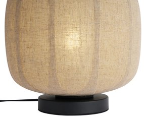 Japandi stolní lampa černá s béžovým lněným stínidlem 27cm - Nami