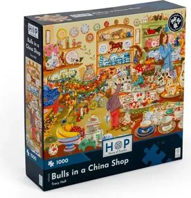 HOP Puzzle Býci v obchodě s porcelánem / 1000 dílků / nepravidelné díl