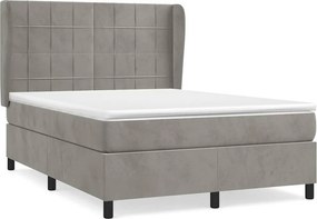 Box spring postel s matrací světle šedá 140x200 cm samet 3129213