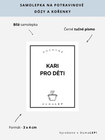 Samolepka na kořenky KARI PRO DĚTI bílá 3 × 4 cm tučné písmo