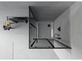 Mexen Rio, čtvercový sprchový kout 80(dveře)x80(dveře)x190 cm, 5mm šedé sklo, černý profil + bílá sprchová vanička SLIM, 860-080-080-70-40
