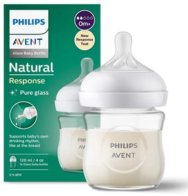 Philips Avent Kojenecká láhev Natural Response skleněná 120 ml