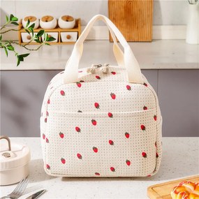 Flamenco Mystique Termotaška na jídlo LUNCH BOX s jahodovým vzorem 26x21x18cm PJM42