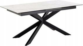 Jídelní rozkládací stůl Irwine 168/210 cm bílý mramor/černý