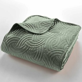 Zelený sametový set přehozu a povlaku na polštář 220x240 cm Solange – douceur d'intérieur