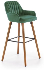 Halmar Sametová tmavě zelená barová židle H-93
