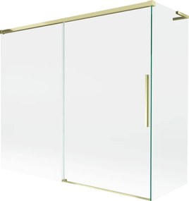 Mexen Rox, L posuvná 2-křídlová vanová zástěna 180 + 90 x 150 cm, 8mm čiré sklo, zlatý lesklý profil, 8C9L-180-090-50-00