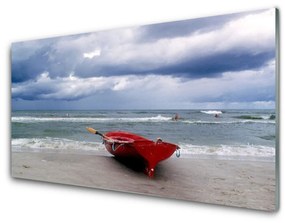 akrylový obraz Loďka Pláž Moře Krajina 100x50 cm