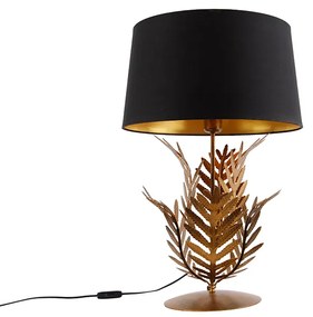 Stolní lampa zlatá s odstínem černé bavlny 40 cm - Botanica