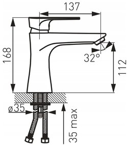 Ferro Algeo Square, umyvadlová stojánková baterie, černá matná-chromová, BAQ2BLC