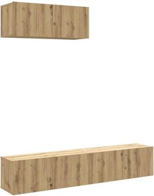 Sada 3 kusů nástěnné TV skříňka dub artisan kompozitní dřevo 3329004