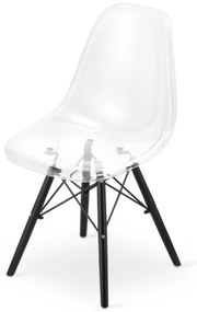 Jídelní židle BASIC průhledná s černými nohami