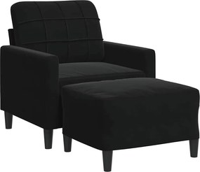 Křeslo s podnožkou černé 60 cm samet 3278262