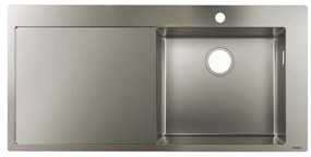 Hansgrohe S71, nerezový dřez 450 vestavný s odkapávací plochou vlevo, nerez, HAN-43306800