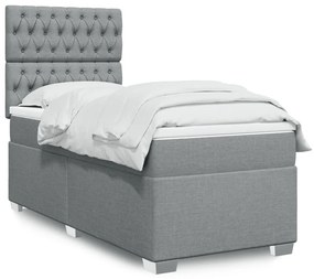Box spring postel s matrací světle šedý 100 x 200 cm textil 3290406
