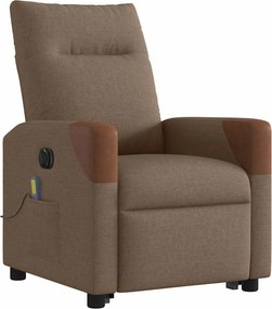 Elektrické zvedací masážní polohovací křeslo hnědé textil 3324033
