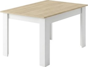 Bílý jídelní stůl s deskou v dekoru dub sonoma MADO 120x80