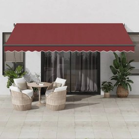 Ručně zatahovací markýza s LED světly burgundská 450 x 350 cm 3215003