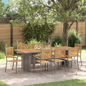 Zahradní jídelní souprava 9 ks Šedá a hnědá polyratan 3365447