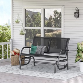 Outsunny Houpací křeslo 2-sedák Zahradní lavice Zahradní houpačka Lavice Sedadlo Park Lavice Kovový zahradní nábytek Černá 120 x 70 x 88 cm | Aosom