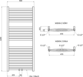 Mexen Zing, koupelnový radiátor 1200 x 500 mm, 513 W, černá, W128-1200-500-00-70