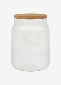 Marimekko Porcelánová dóza Oiva Unikko s korkovým víčkem 1200ml bílá